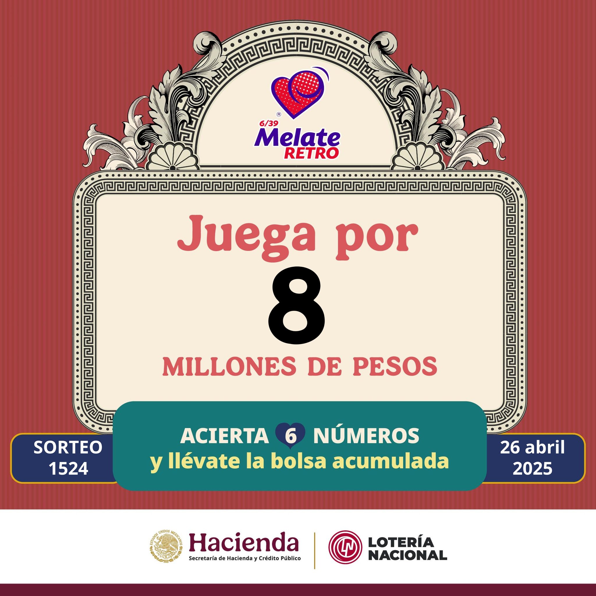 Resultados del Melate Retro hoy: números ganadores sorteo 1524 del ...