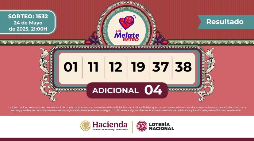 Resultados del Melate Retro hoy: números ganadores sorteo 1532 del ...