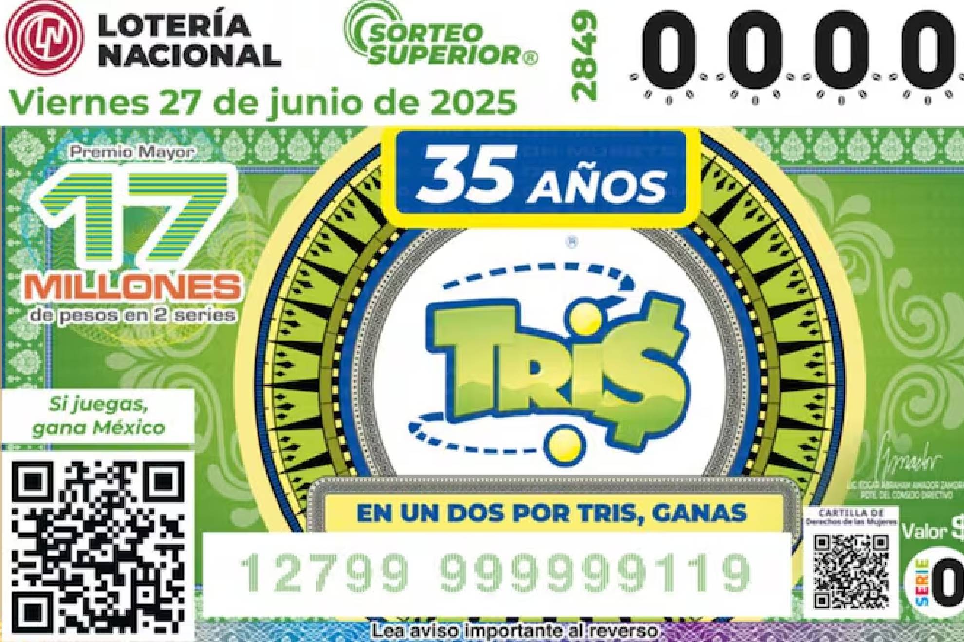 Lotería Nacional hoy: resultados de la lista Sorteo Superior 2849 del viernes 27 de junio 2025 ...